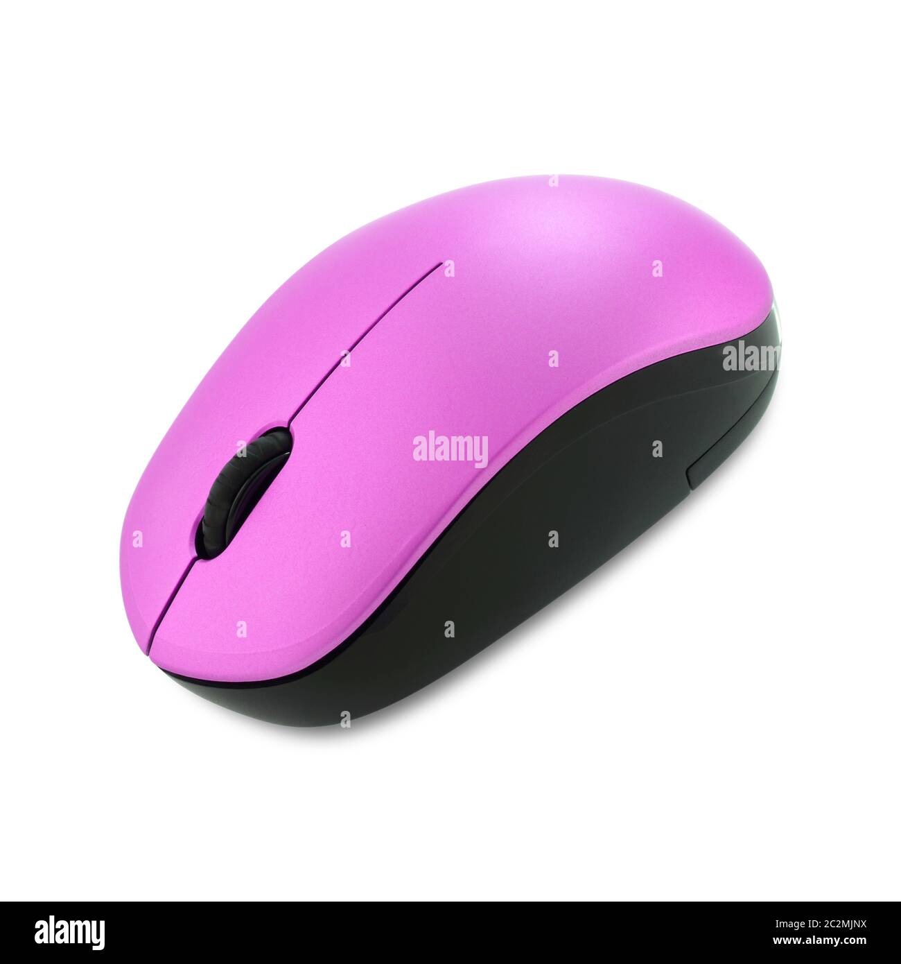 A pink scolling wireless computer mouse on a white background with ...