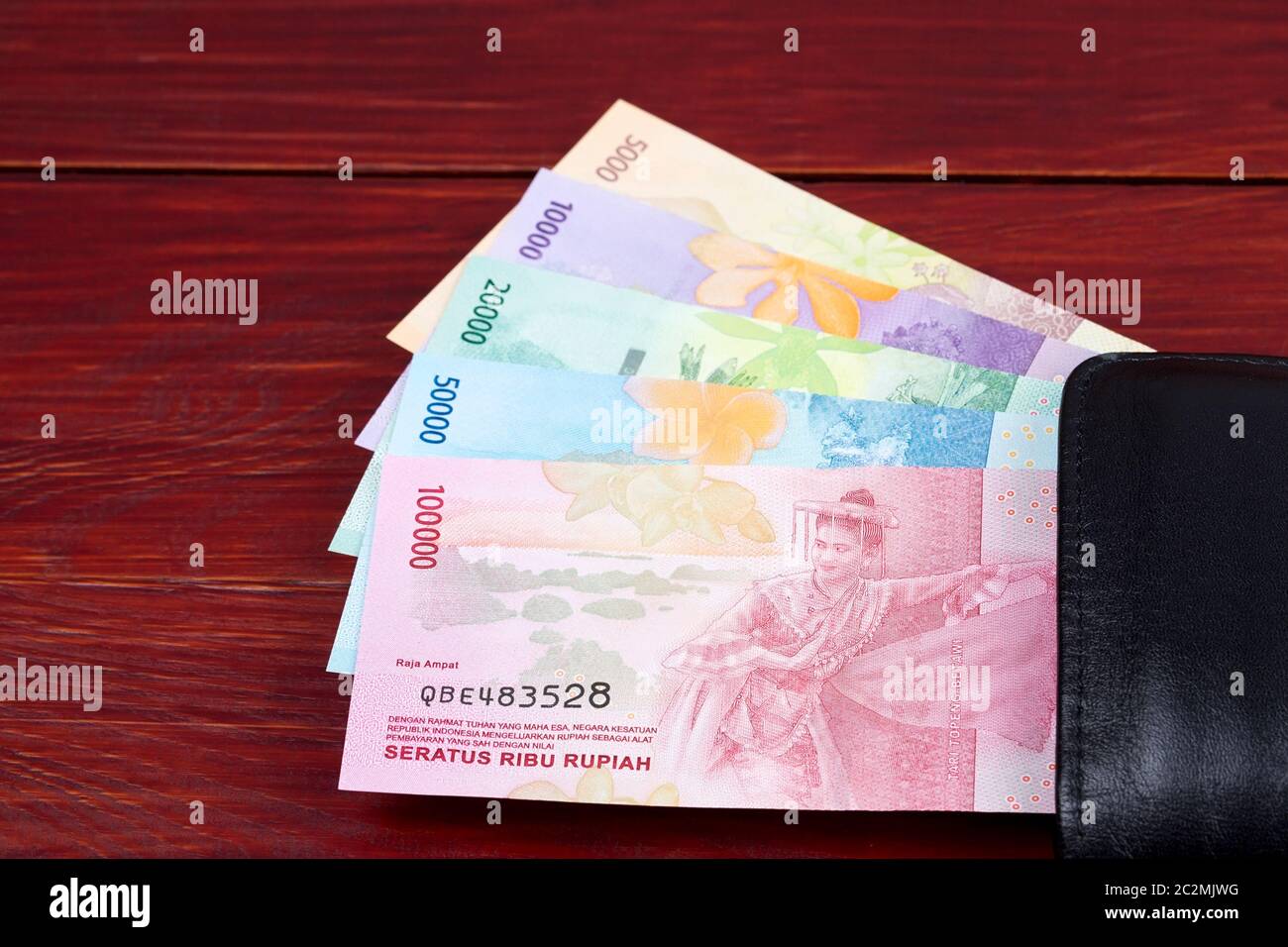 Indonesian rupiah in the black wallet Stock Photo - Alamy