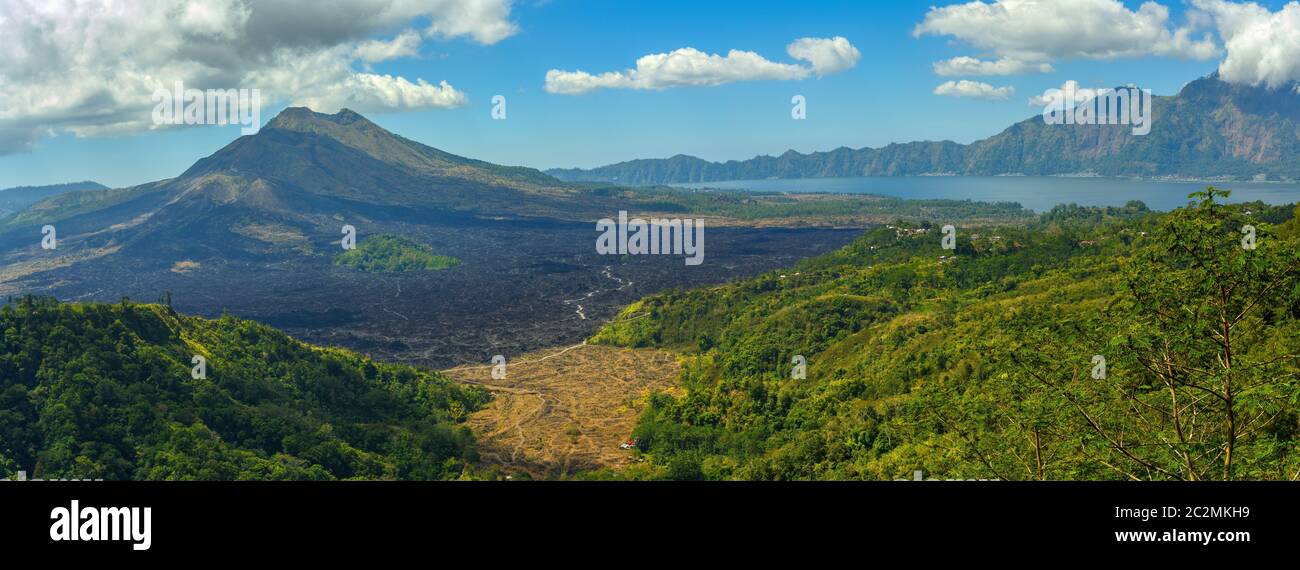 panorama of famous volcano Gunung Batur. Bali. Indonesia landscape ...