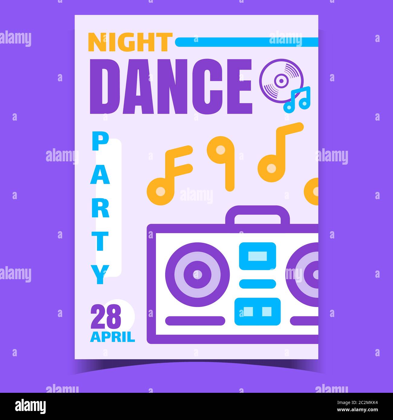 Night Dance Party Creative Promo Banner Vector Stock Vector Image & Art ...