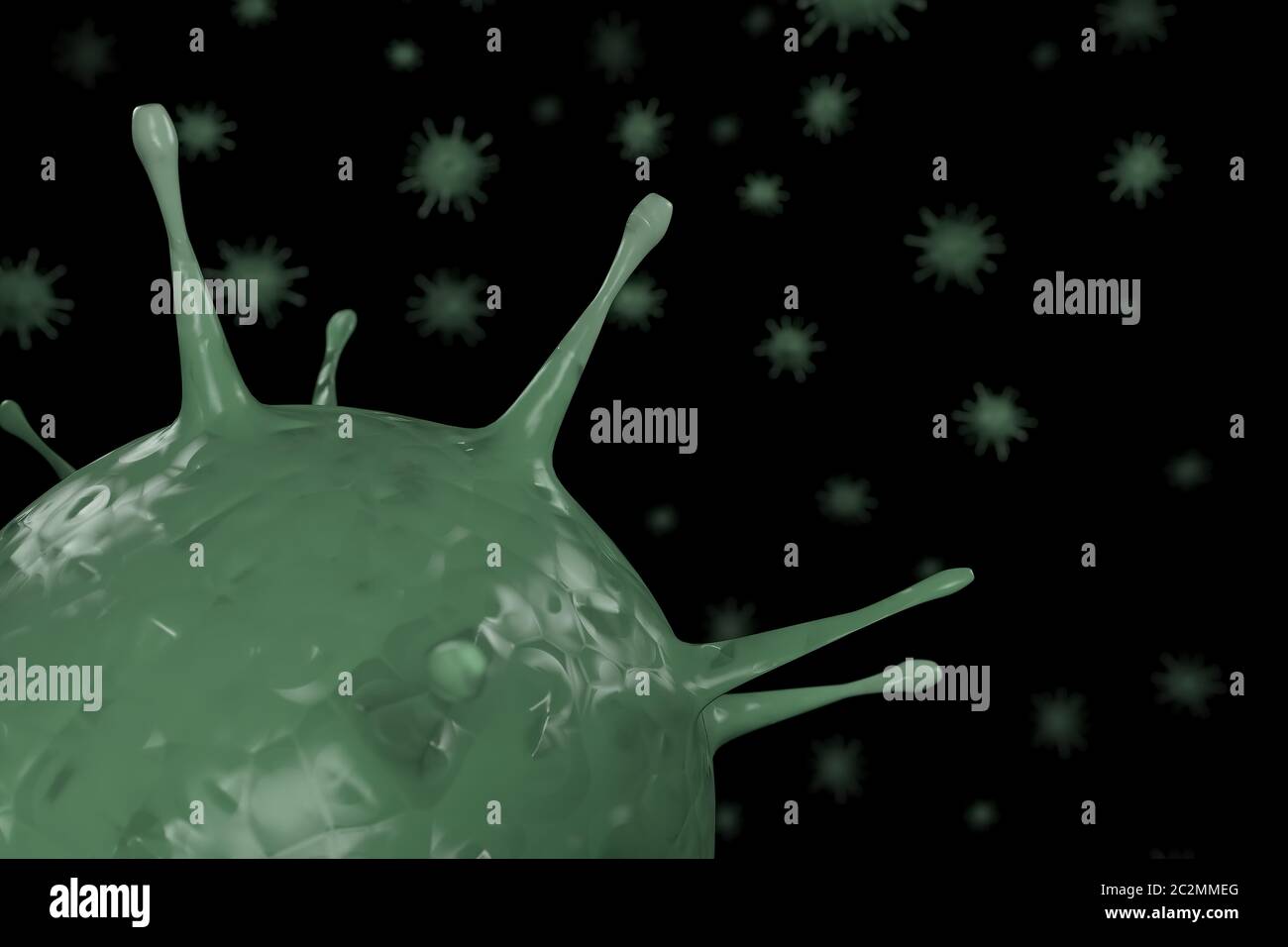 3d rendering Microscope virus close up. 3d illustration viruses causing ...