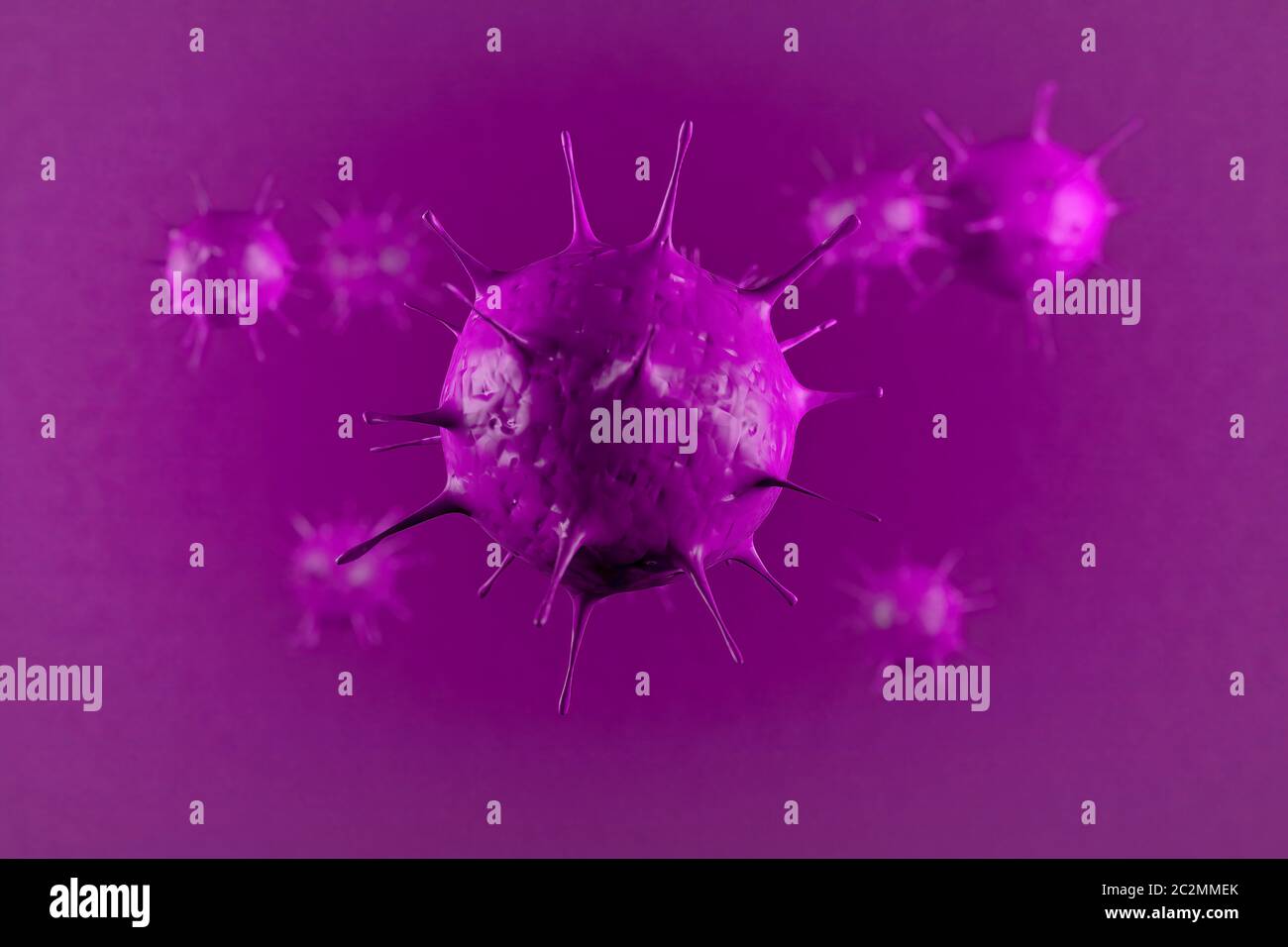 3d rendering Microscope virus close up. 3d illustration viruses causing ...