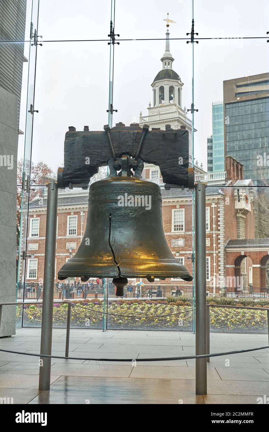 Philadelphia, USA - December 14, 2019: The Liberty Bell close-up ...