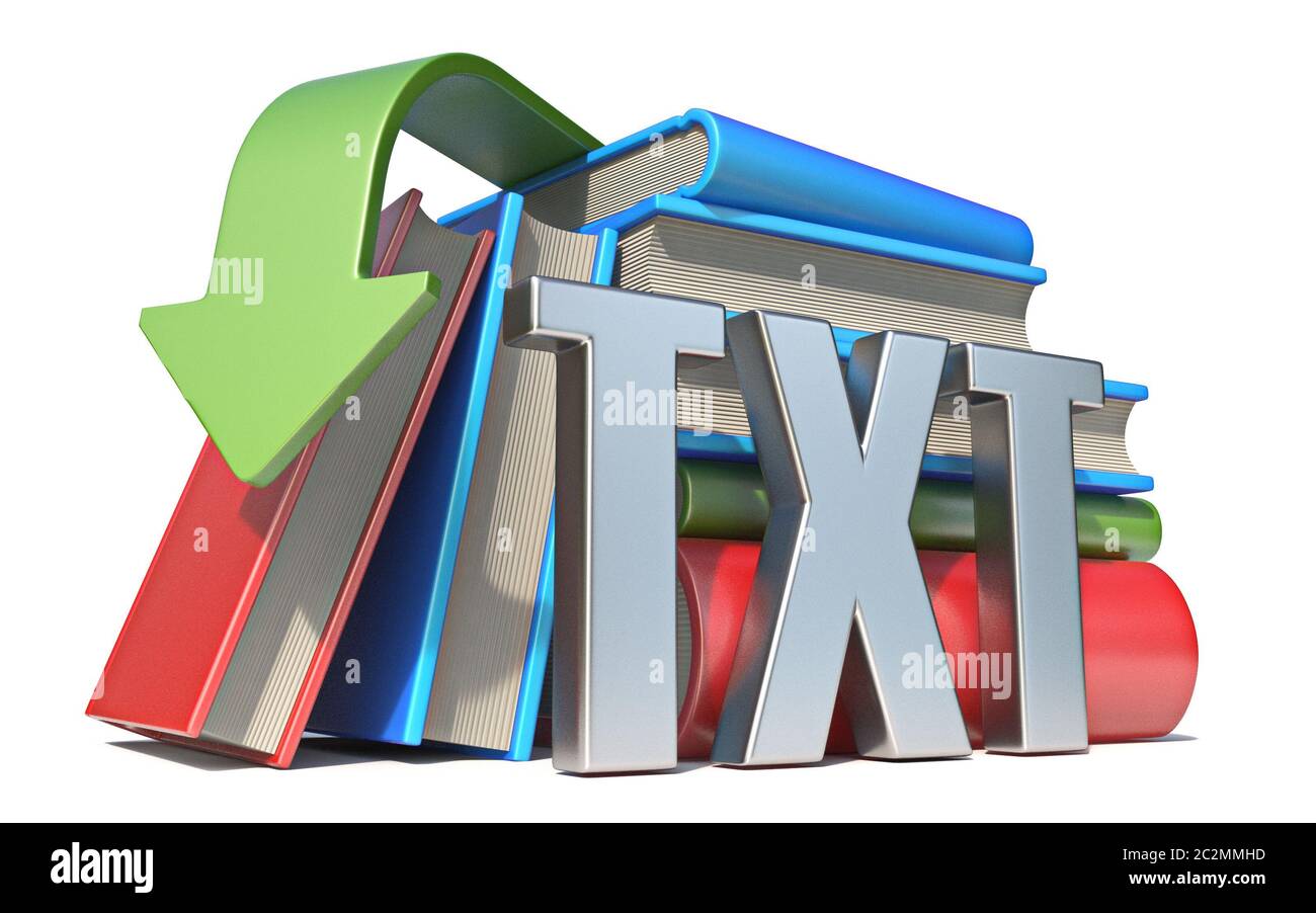 eBook TXT download concept 3D rendering illustration isolated on white background Stock Photo ...