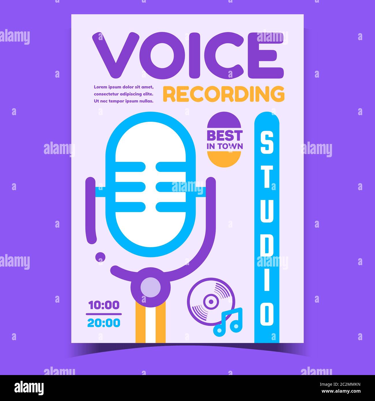 Voice Recording Studio Promotional Banner Vector Stock Vector Image ...
