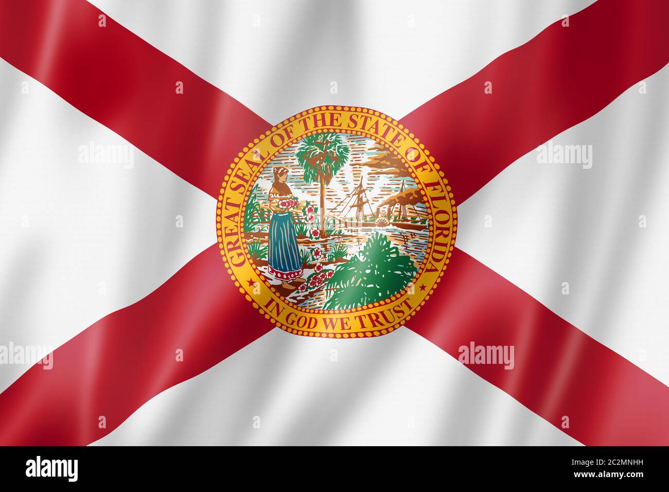 Florida flag, united states waving banner collection. 3D illustration ...