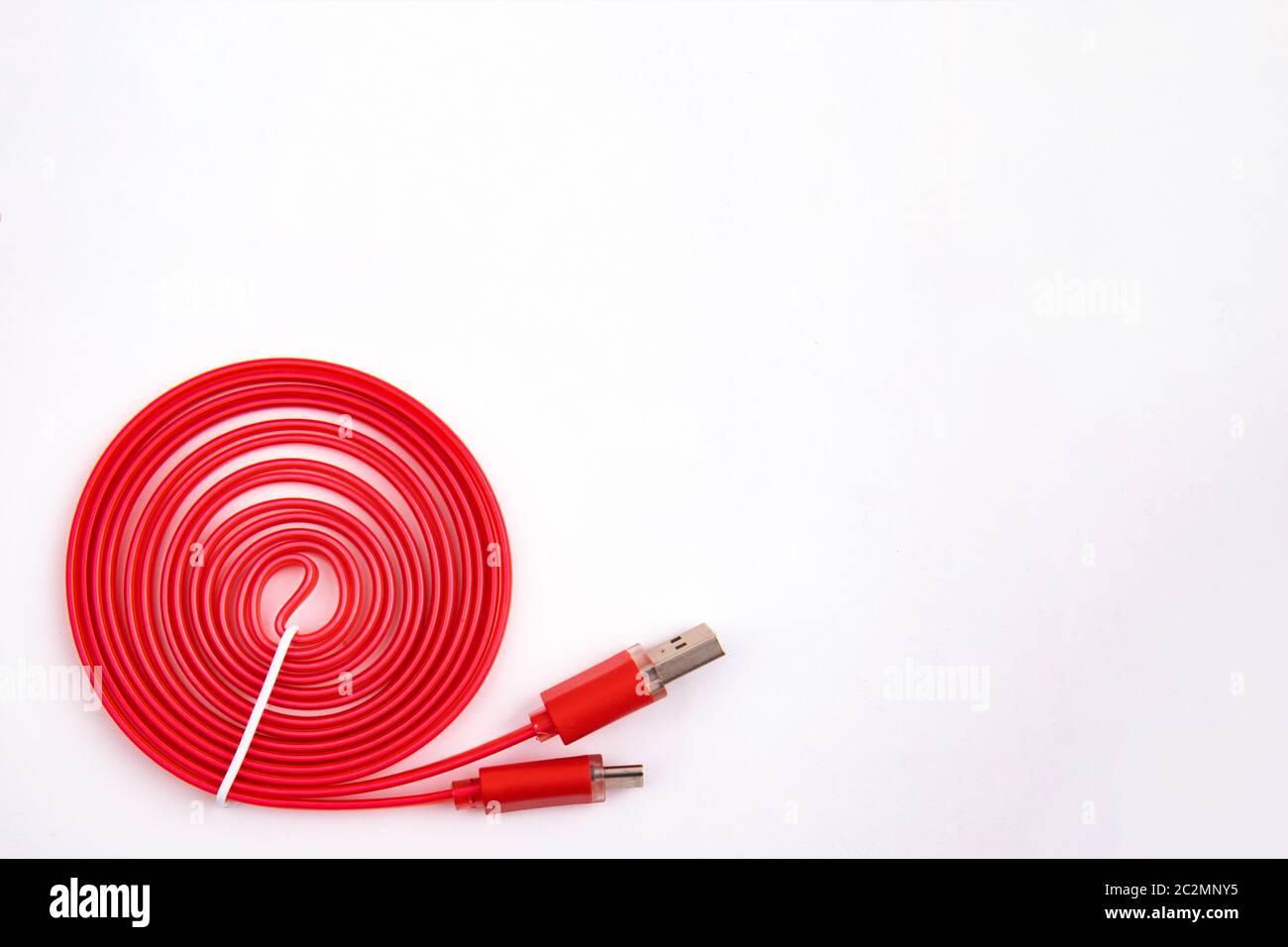 Red USB Cable Type C on white background Stock Photo - Alamy