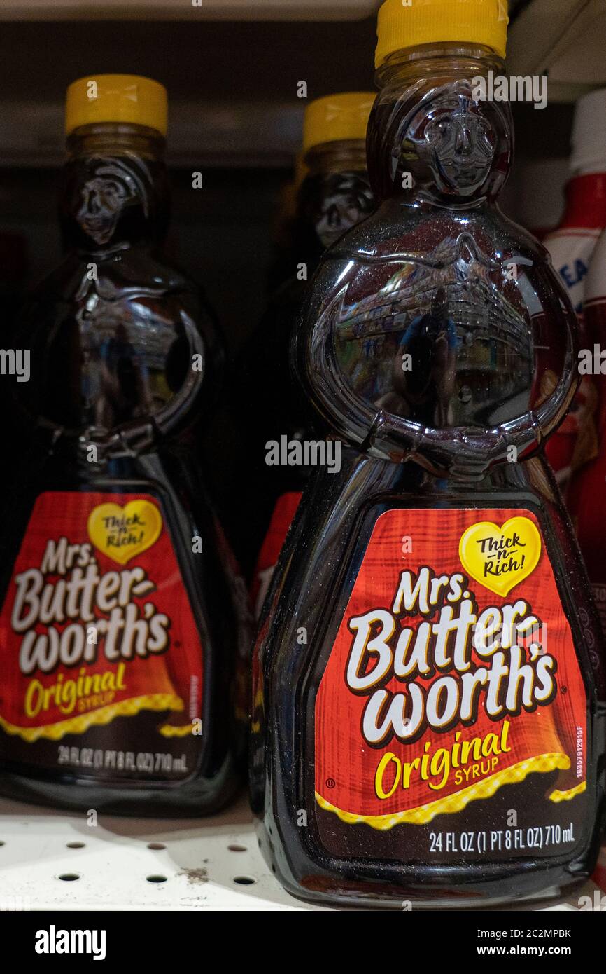 NEW YORK, NY - JUNE 17, 2020: Mrs. Butterworth’s products seen on ...