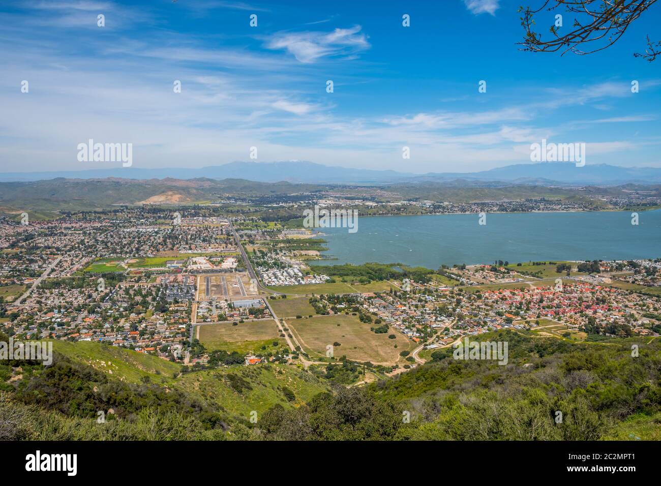 A small clear lake along the Riverside County of Lake Elsinore ...