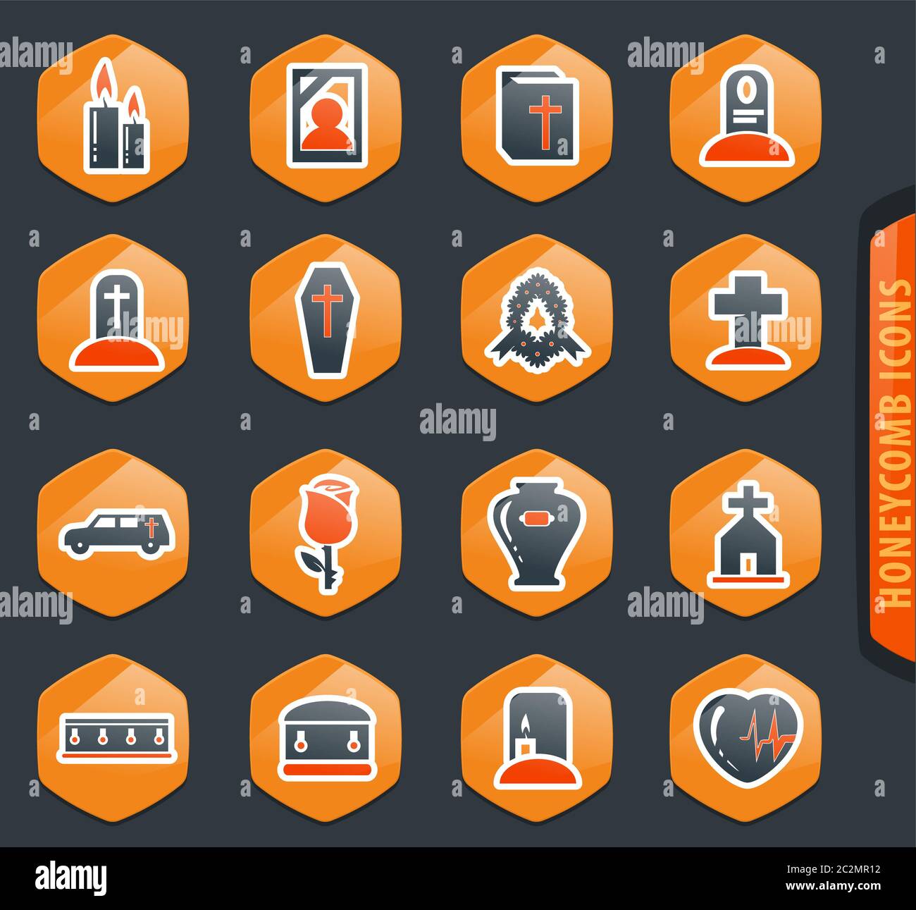 Funeral service color vector icons for user interface design Stock ...