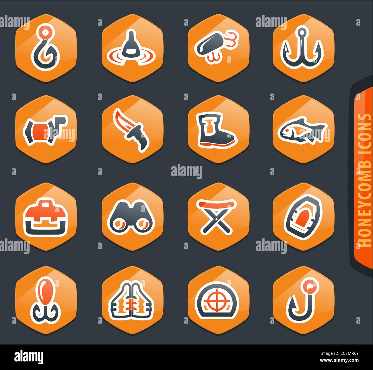 Fishing color vector icons for user interface design Stock Photo - Alamy