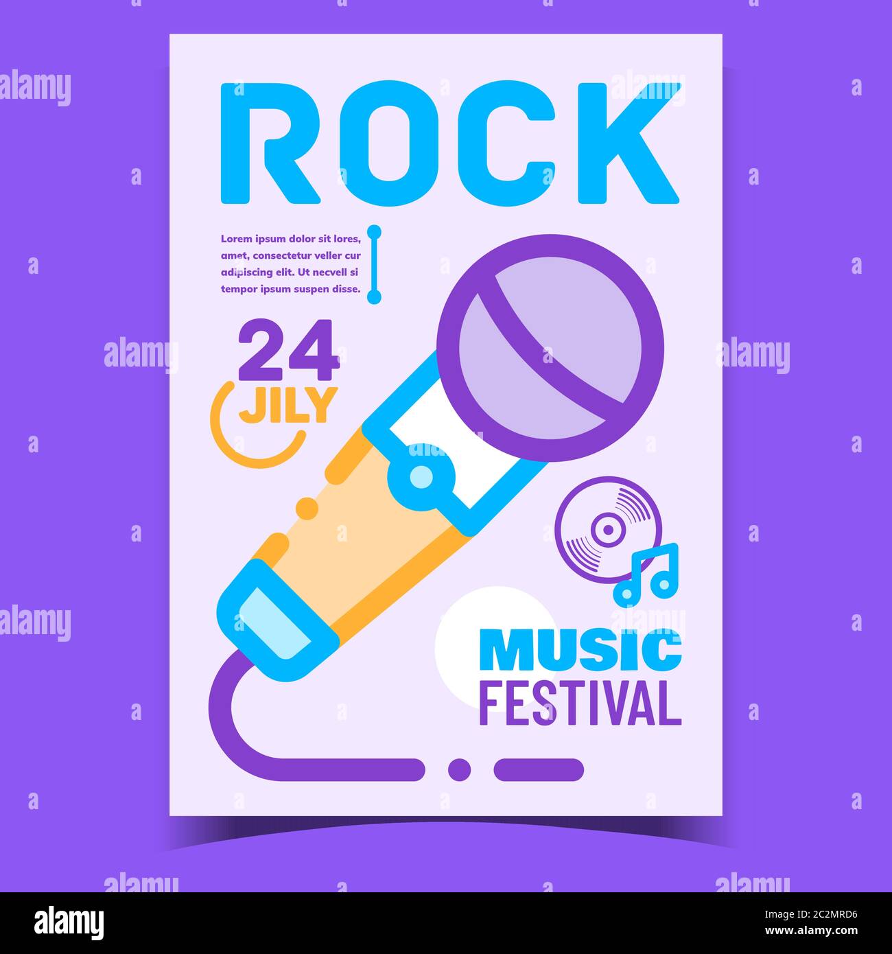 Rock Music Festival Creative Promo Banner Vector Stock Vector Image ...