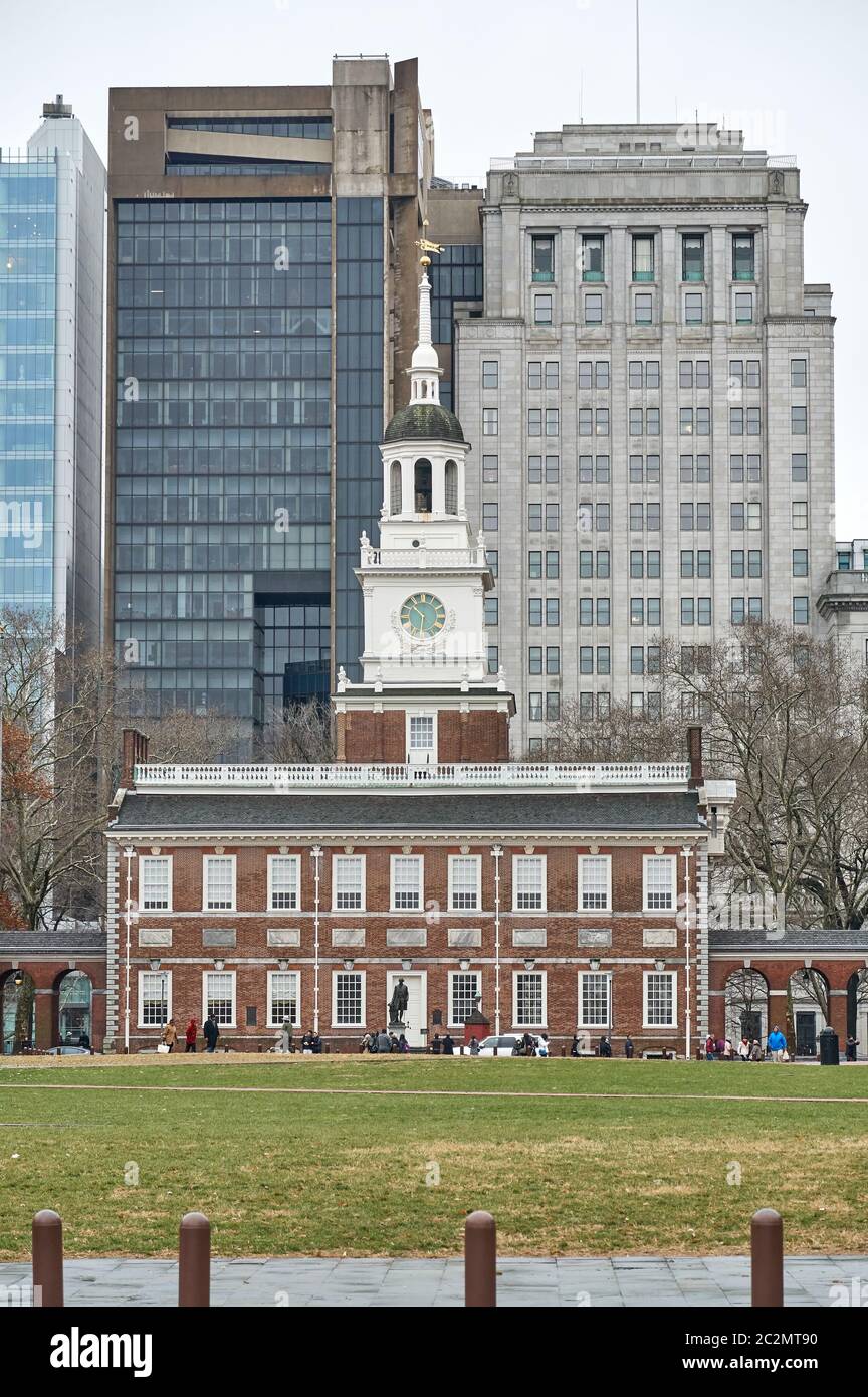 Philadelphia, USA - December 14, 2019: Independence Hall building ...