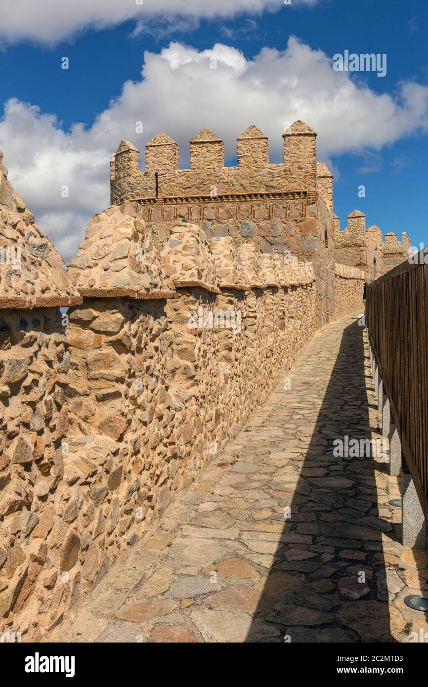 Ancient fortification of Avila, from the top of the walls, Castile and ...