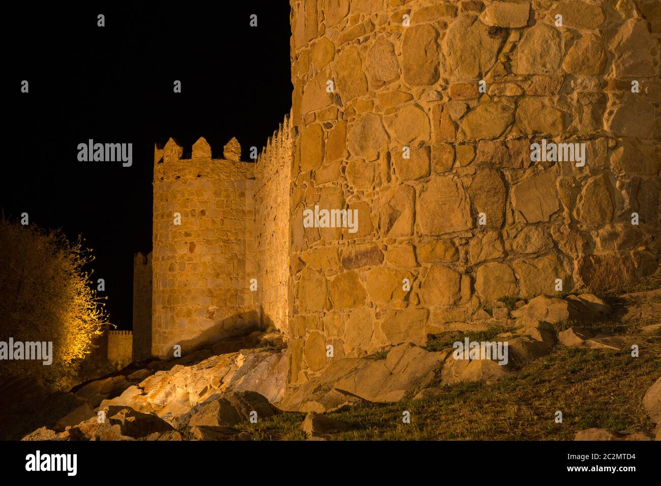 Avila walls at night, Castile and Leon, Spain Stock Photo - Alamy