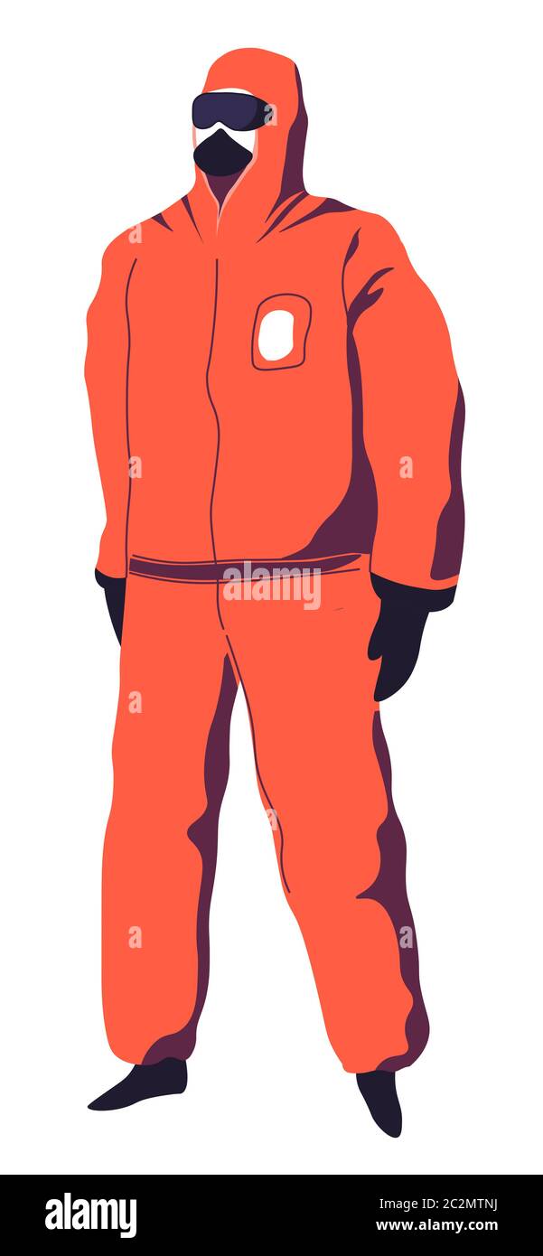 Hazmat protective costume, suit with mask and respirator Stock Vector ...