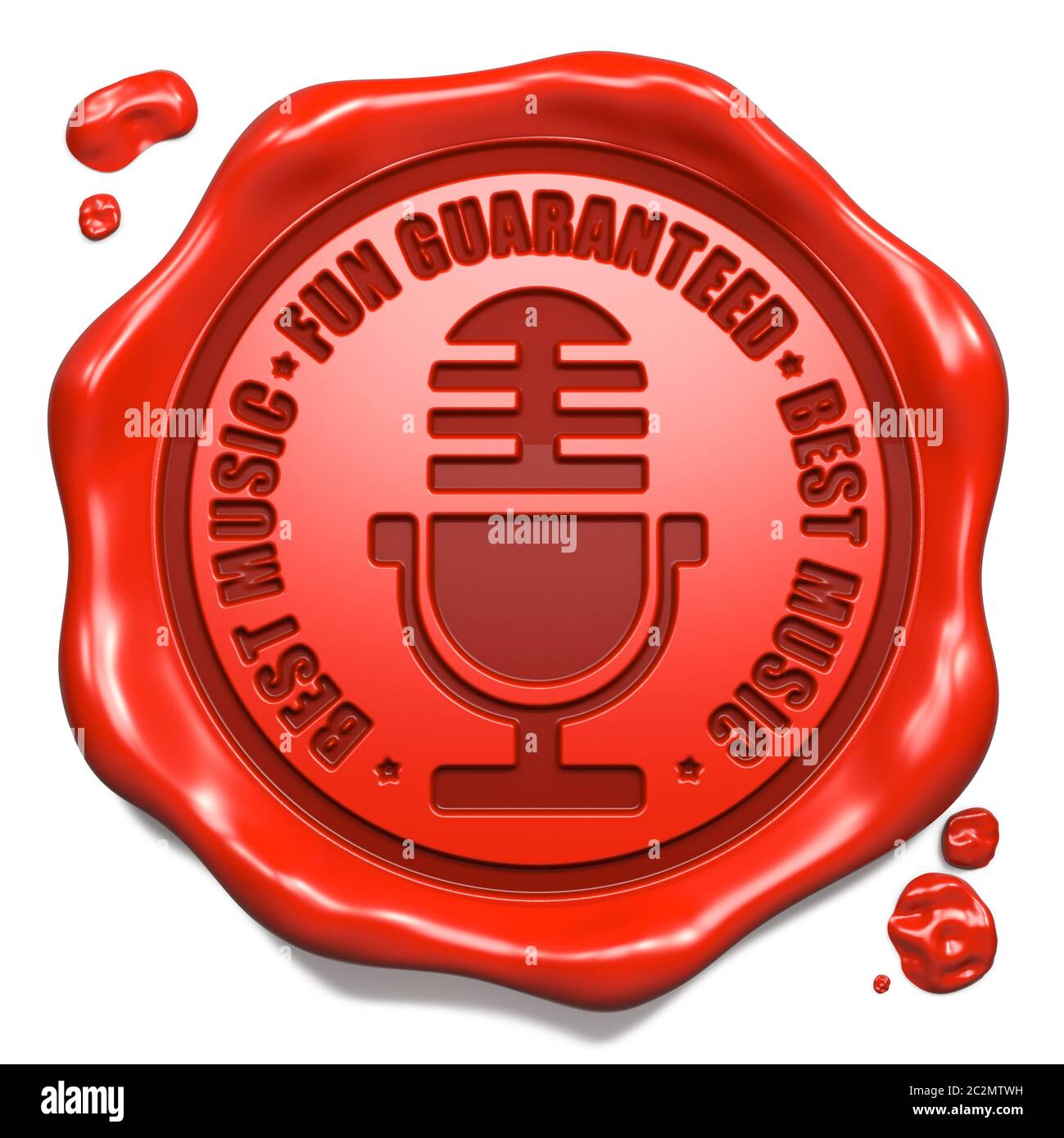 Fun Guaranteed Slogan with Microphone Icon - Stamp on Red Wax Seal ...