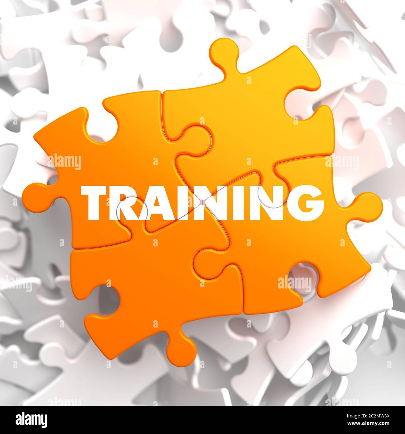 Training on Yellow Puzzle Pieces. Educational Concept Stock Photo - Alamy