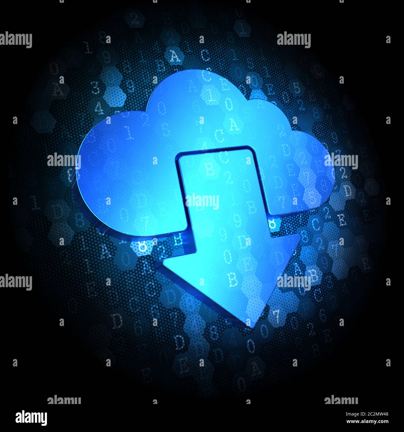 Blue Cloud Icon on Dark Digital Background Stock Photo - Alamy