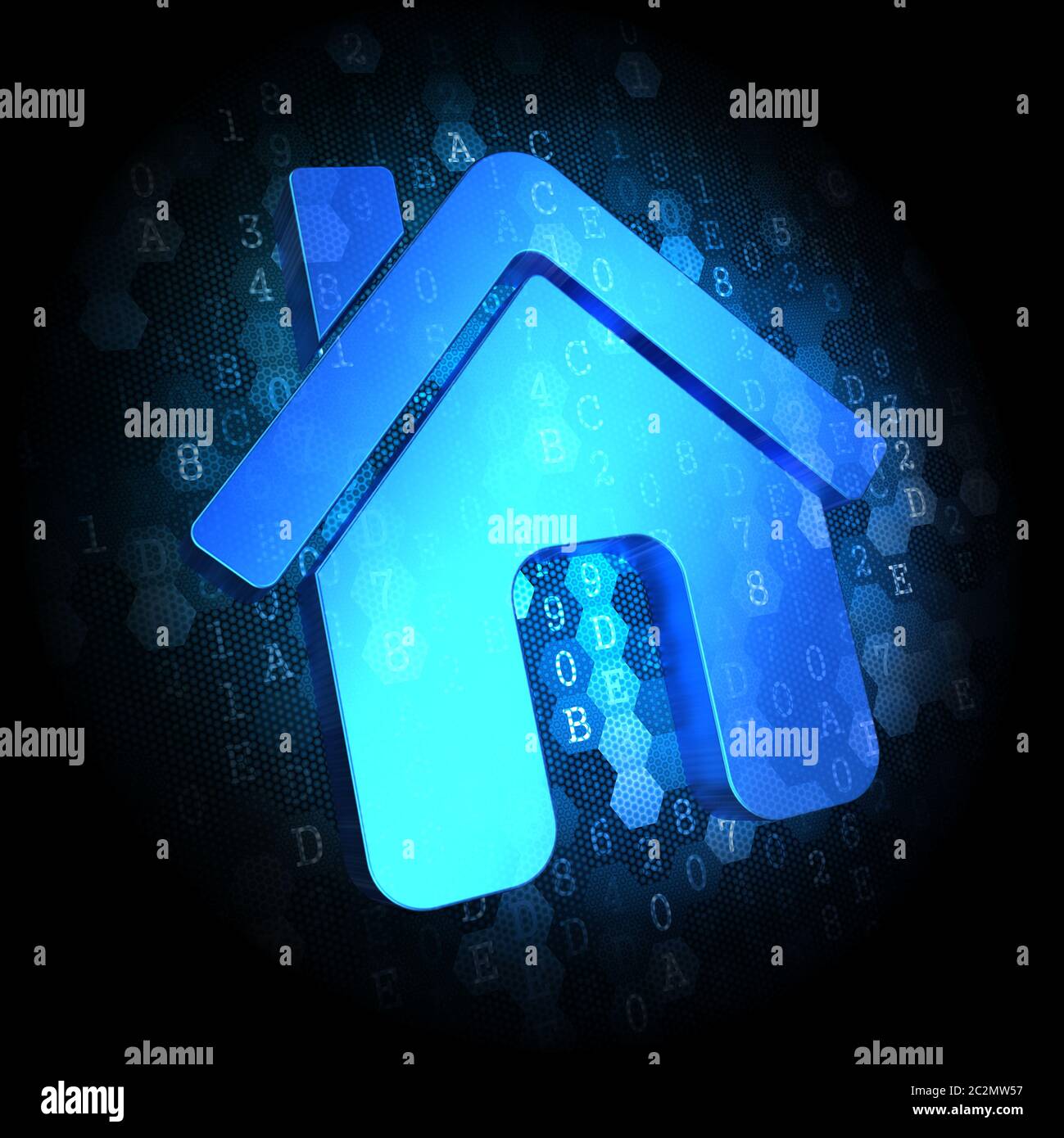 Blue Home Icon on Dark Digital Background Stock Photo - Alamy