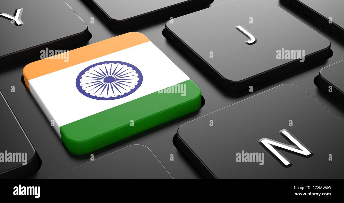 Flag of India - Button on Black Computer Keyboard Stock Photo - Alamy