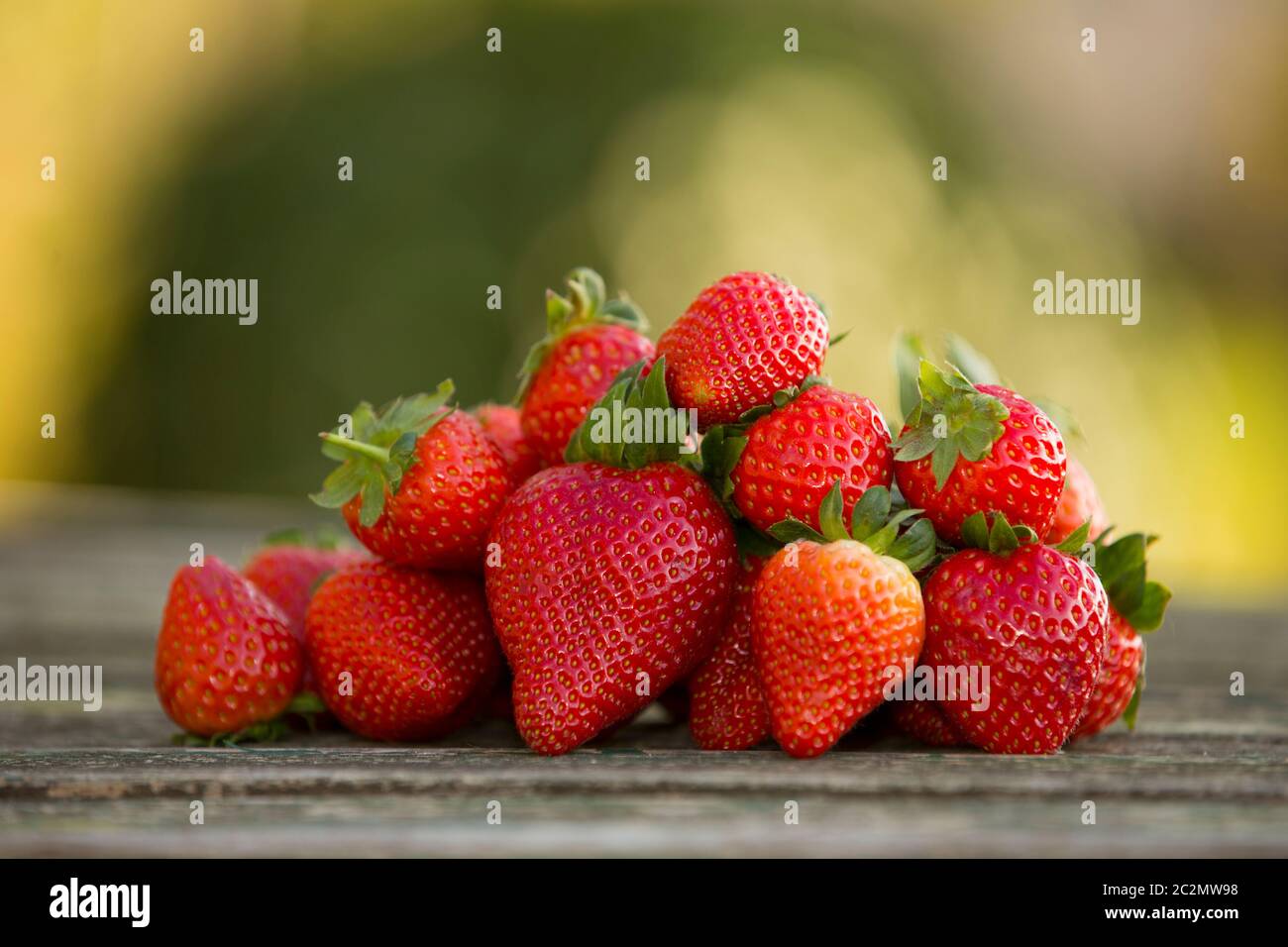 strawberries on garden's table, outdoor picture Stock Photo - Alamy