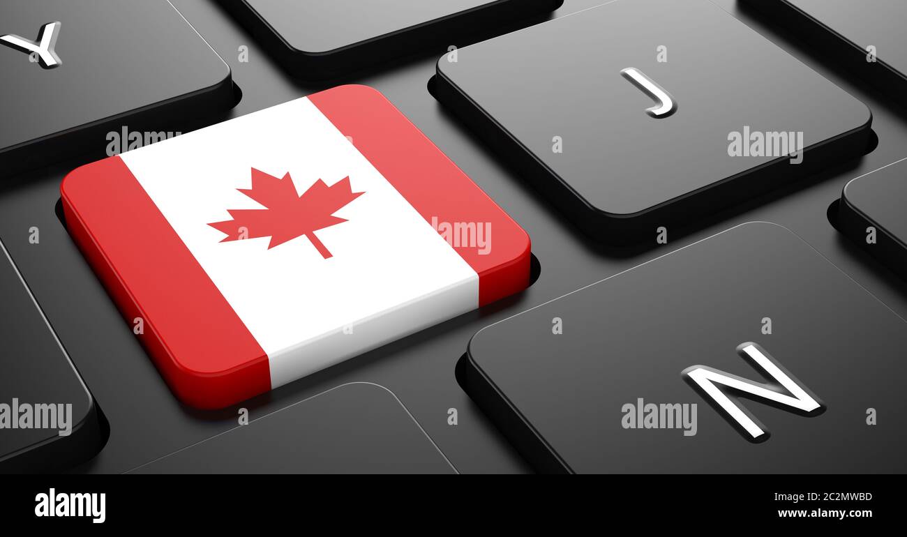 Flag of Canada - Button on Black Computer Keyboard Stock Photo - Alamy