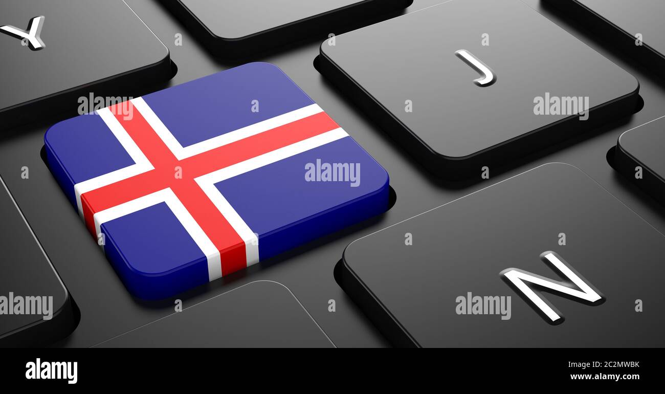 Flag of Iceland - Button on Black Computer Keyboard Stock Photo - Alamy