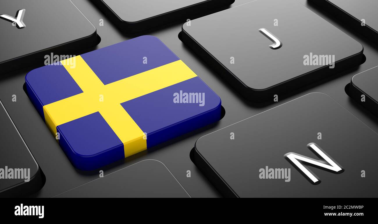 Flag of Sweden - Button on Black Computer Keyboard Stock Photo - Alamy
