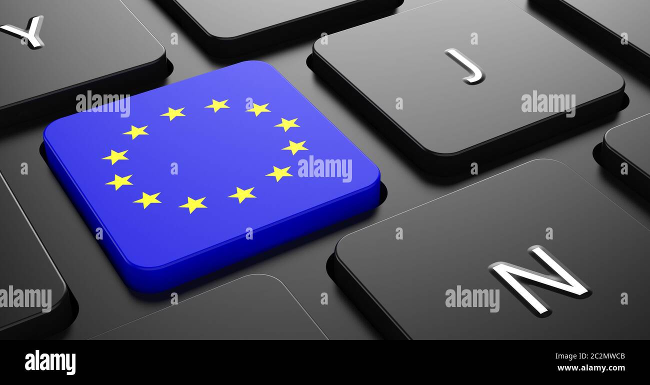 Flag of European Union - Button on Black Computer Keyboard Stock Photo ...
