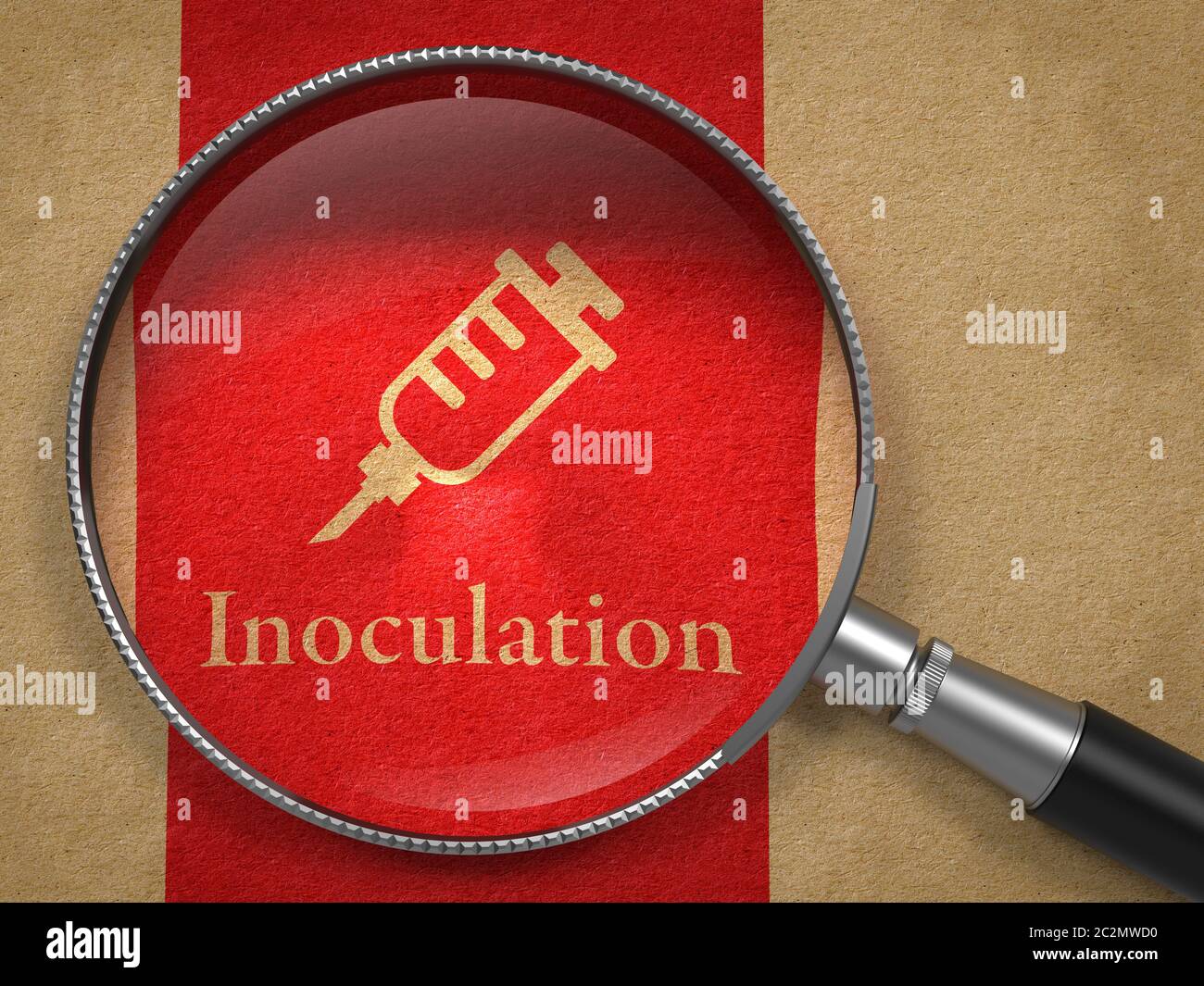 Inoculation Concept. Magnifying Glass with Syringe Icon on Old Paper ...