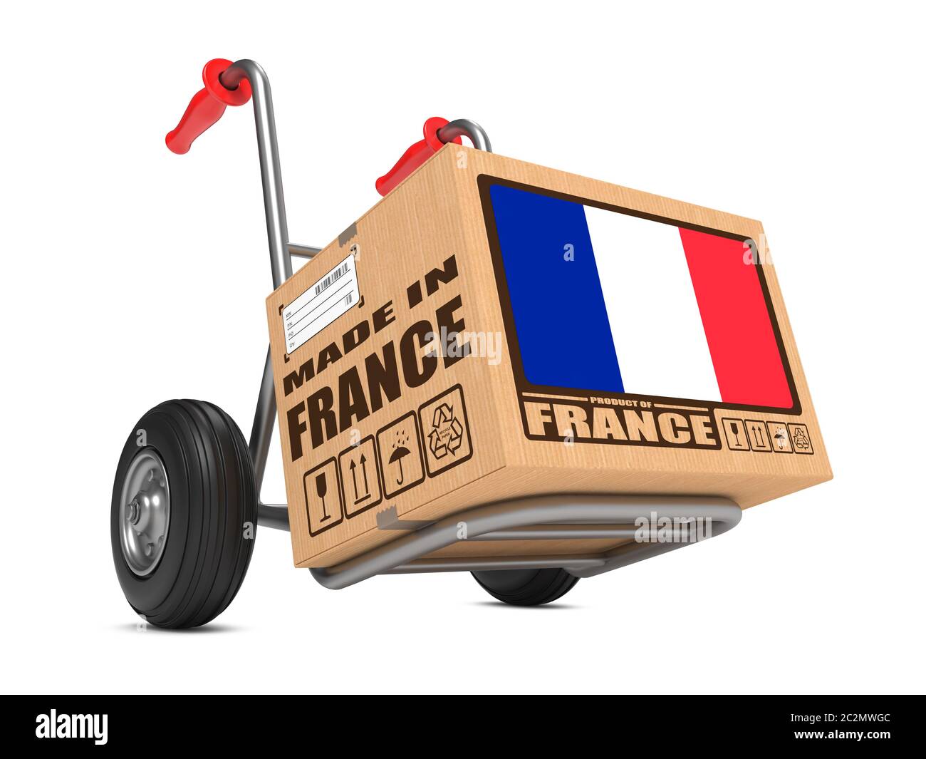 Cardboard Box with Flag of France and Made in France Slogan on Hand ...