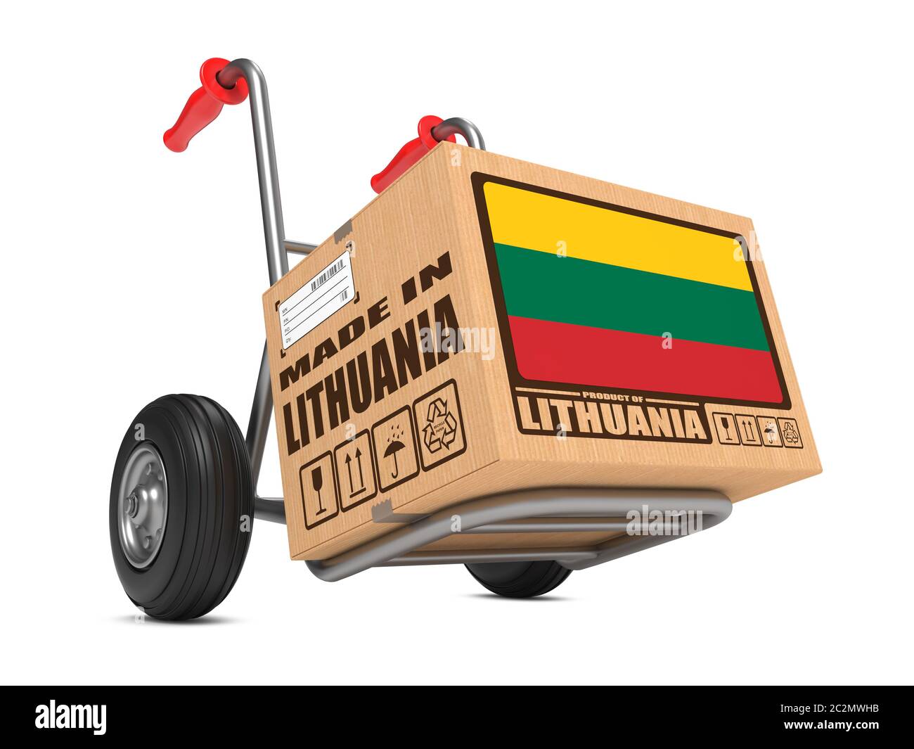 Cardboard Box with Flag of Lithuania and Made in Lithuania Slogan on ...