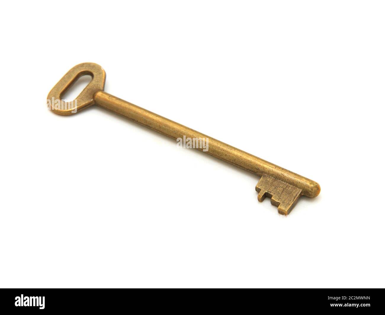 old golden key on white background Stock Photo - Alamy