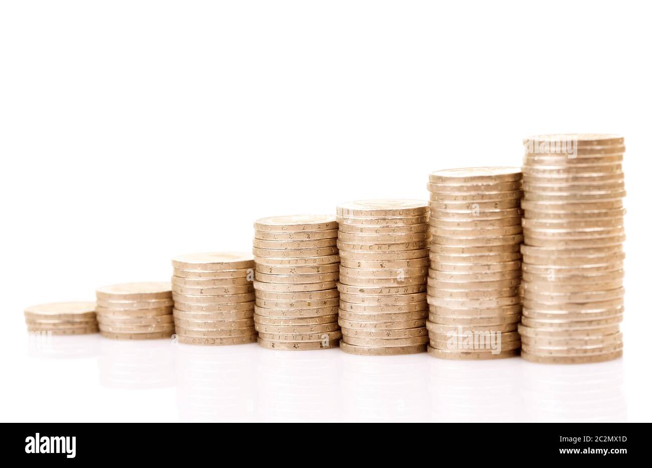 Heap of two euro coins isolated on white background Stock Photo - Alamy