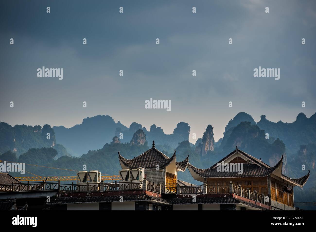 Rooftops of traditional chinese buildings with the stunningly beautiful ...