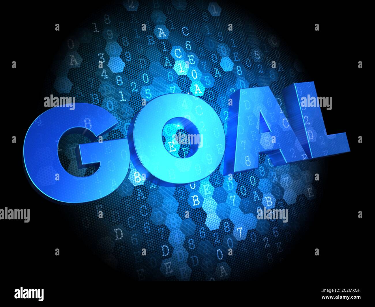 Goal - Blue Color Text on Dark Digital Background Stock Photo - Alamy