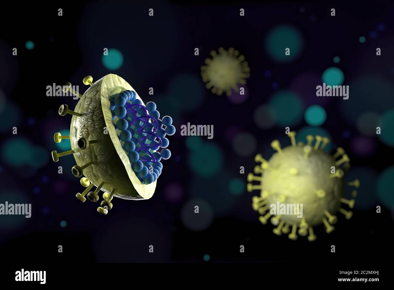 3d illustration, close up of microscope Hepatitis B Virus Stock Photo ...