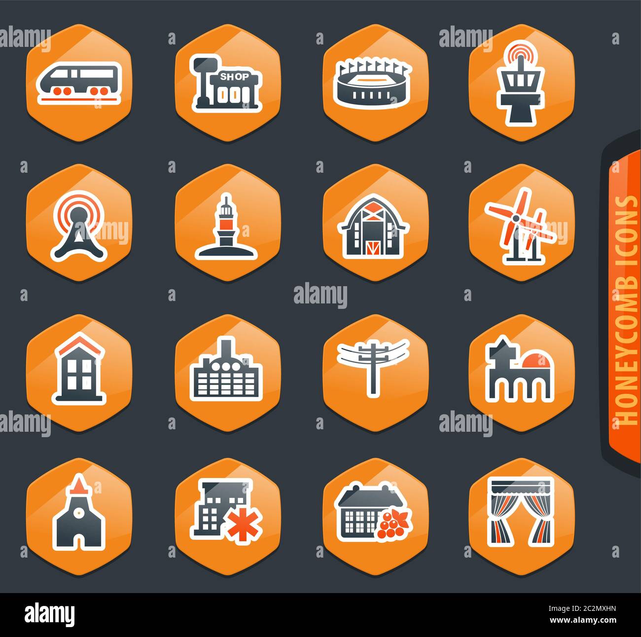 Infrastucture of the city color vector icons for user interface design ...