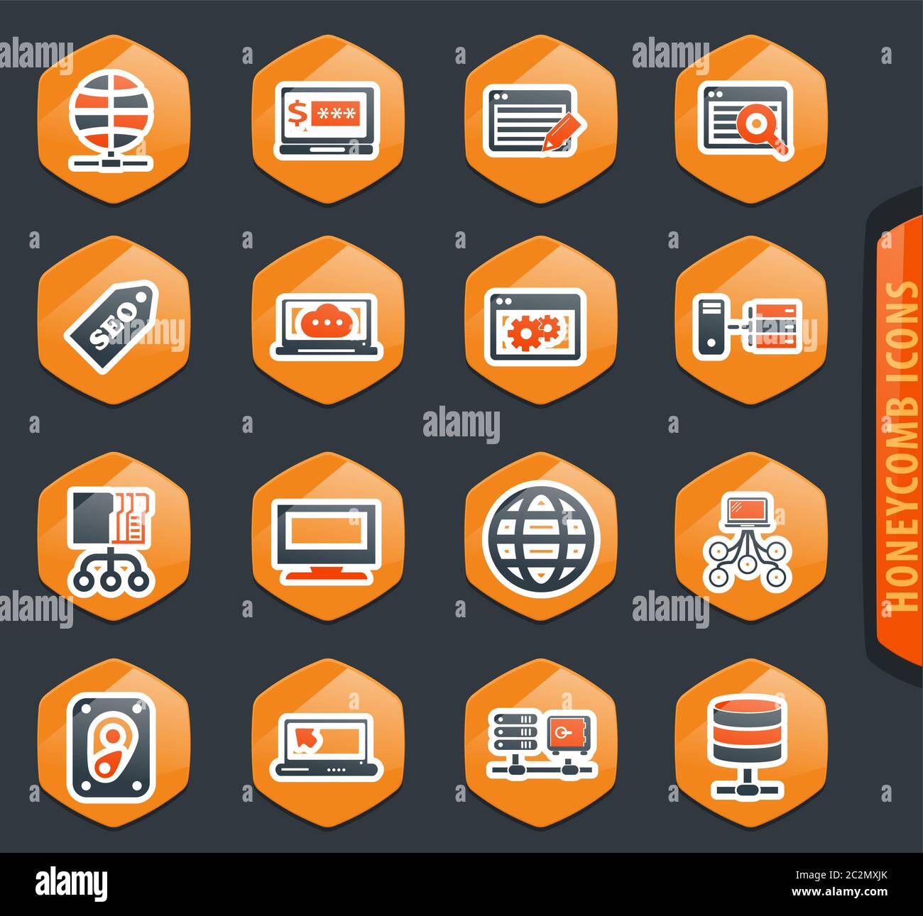 Hosting provider vector icons for user interface design Stock Photo - Alamy