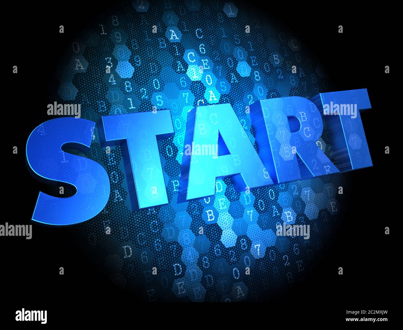 Start - the Word in Blue Color on Dark Digital Background Stock Photo ...