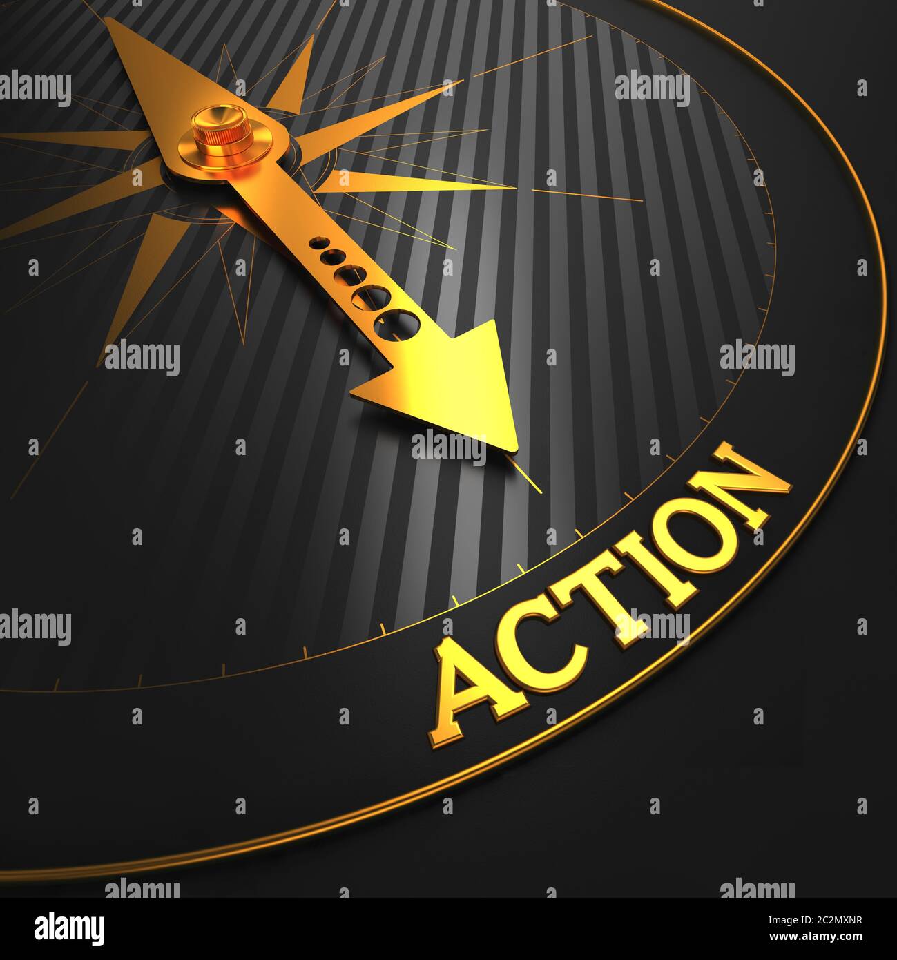 Action - Golden Compass Needle on a Black Field Pointing Stock Photo ...