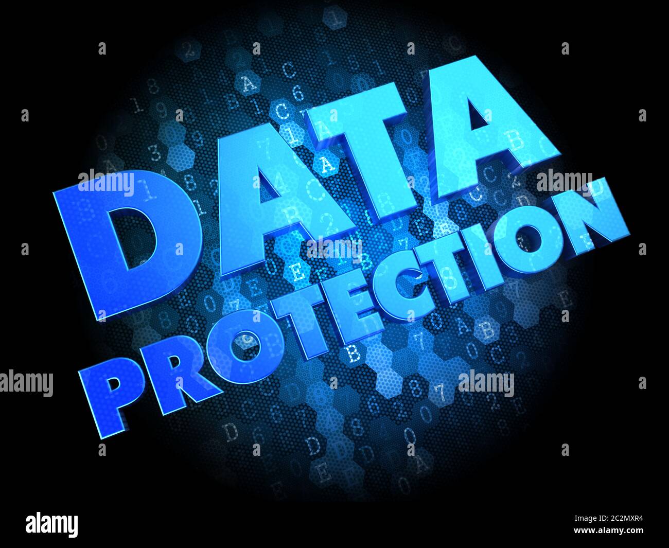 Data Protection - Blue Color Text on Dark Digital Background Stock ...