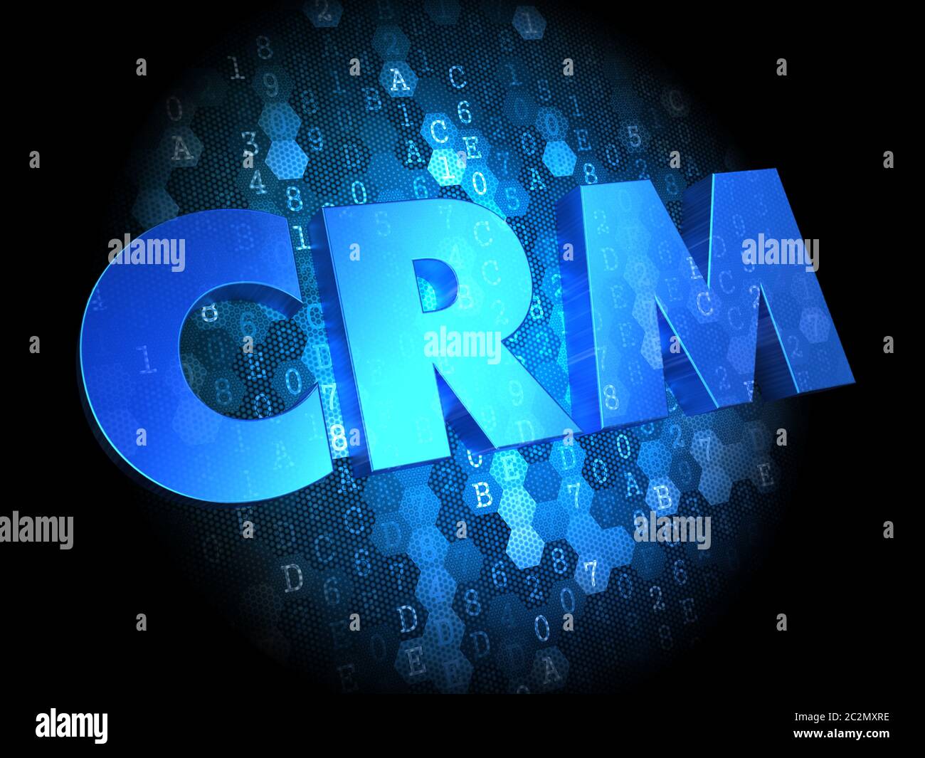 CRM - Blue Color Text on Dark Digital Background Stock Photo - Alamy