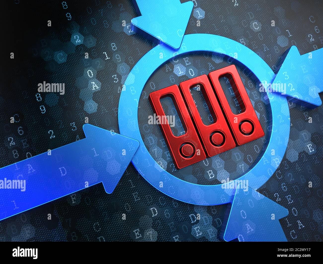 Red Icon of Folders Inside the Target on Digital Background. Data ...