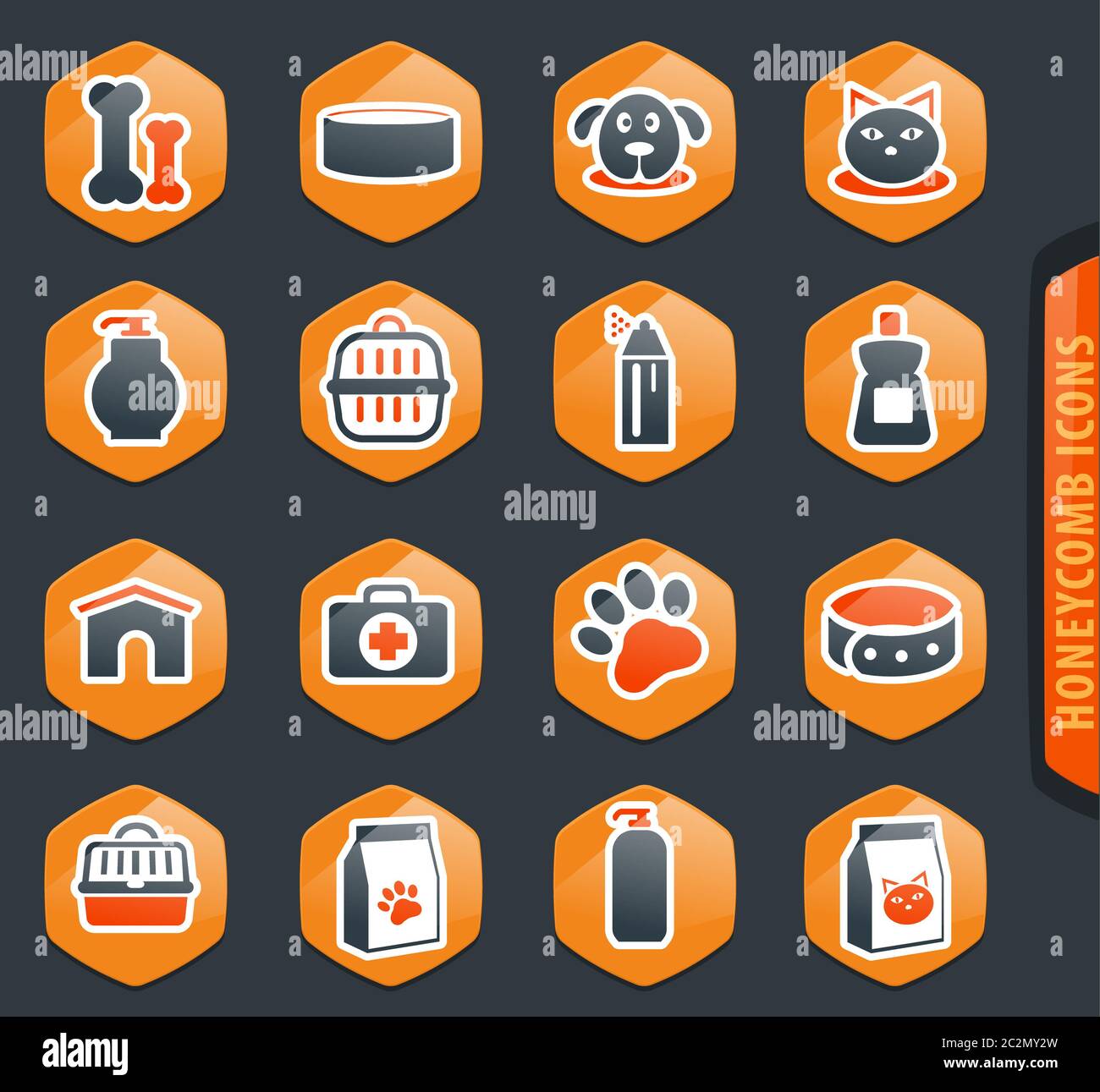 Goods for pets color vector icons for user interface design Stock Photo ...