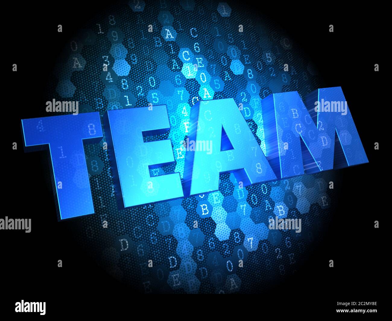Team - Text in Blue Color on Dark Digital Background Stock Photo - Alamy