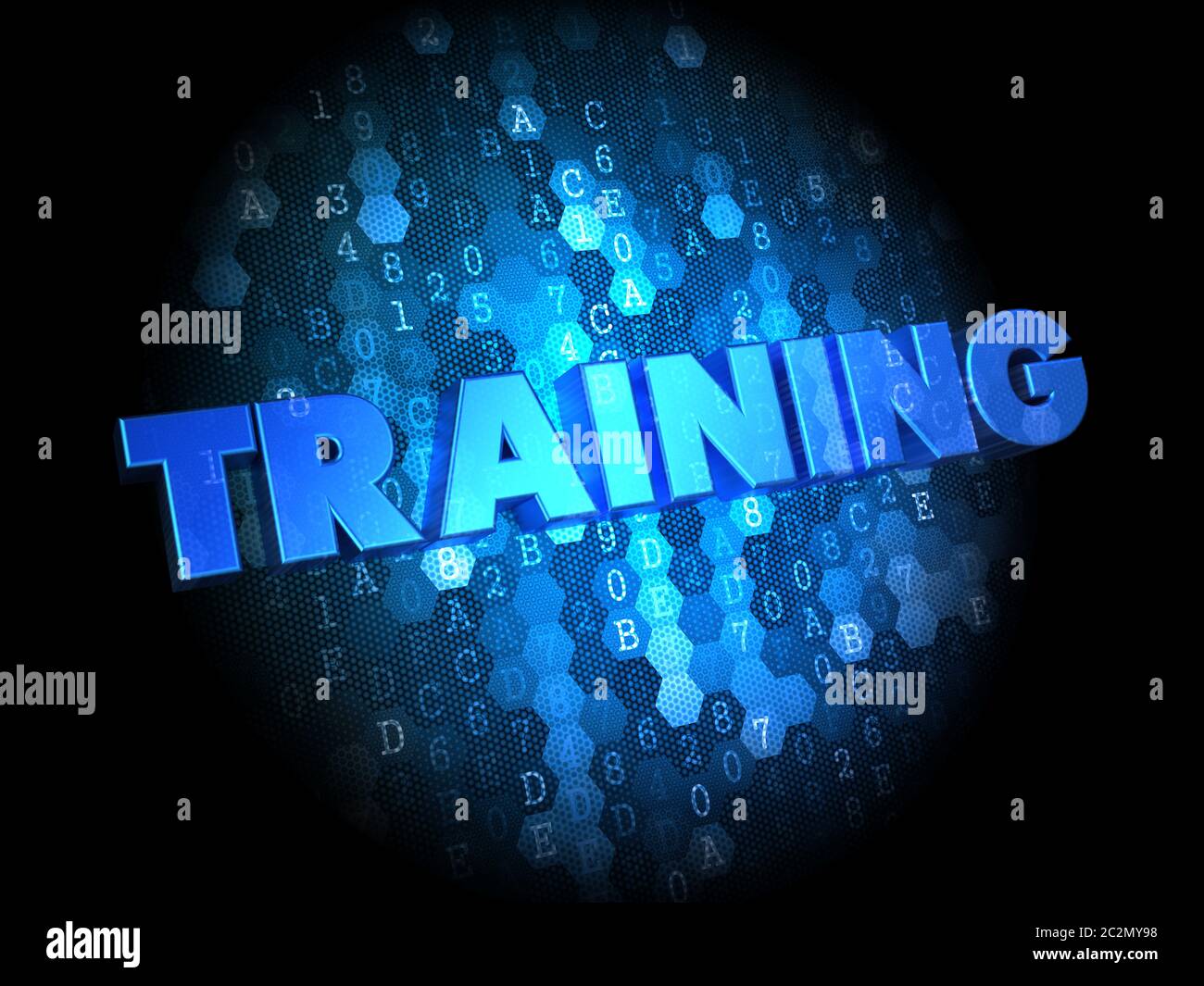 Training in Blue Color on Dark Digital Background Stock Photo - Alamy