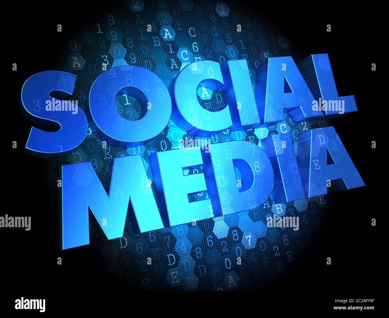 Social Media - Text in Blue Color on Dark Digital Background Stock ...