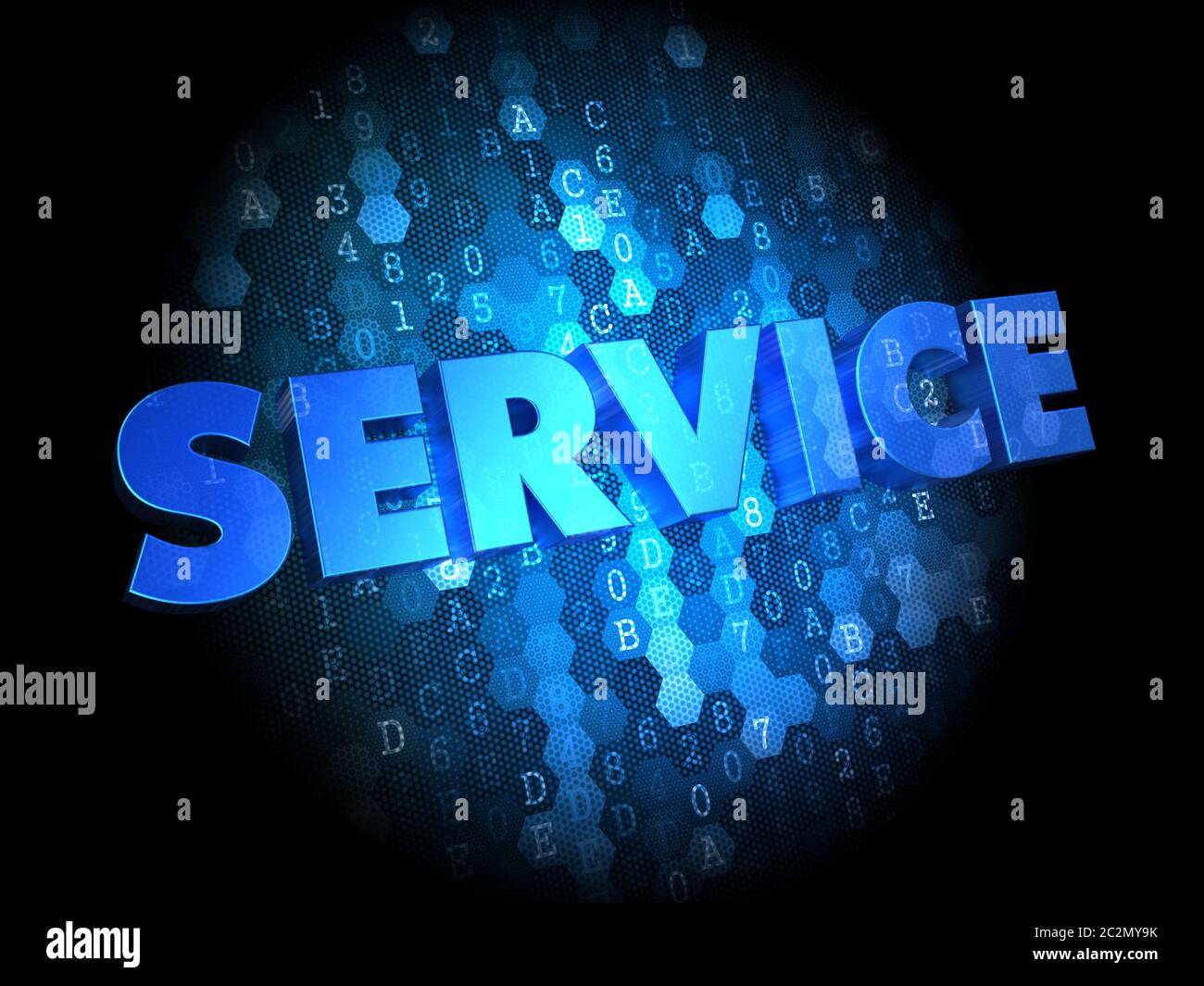 Service - Text in Blue Color on Dark Digital Background Stock Photo - Alamy